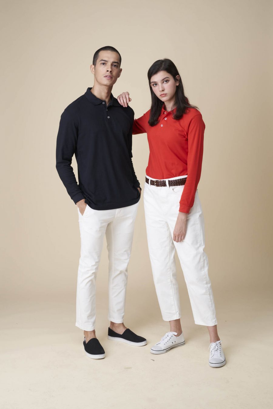 UNISEX Long Sleeve Polo Tee - MyTeeMyPrint